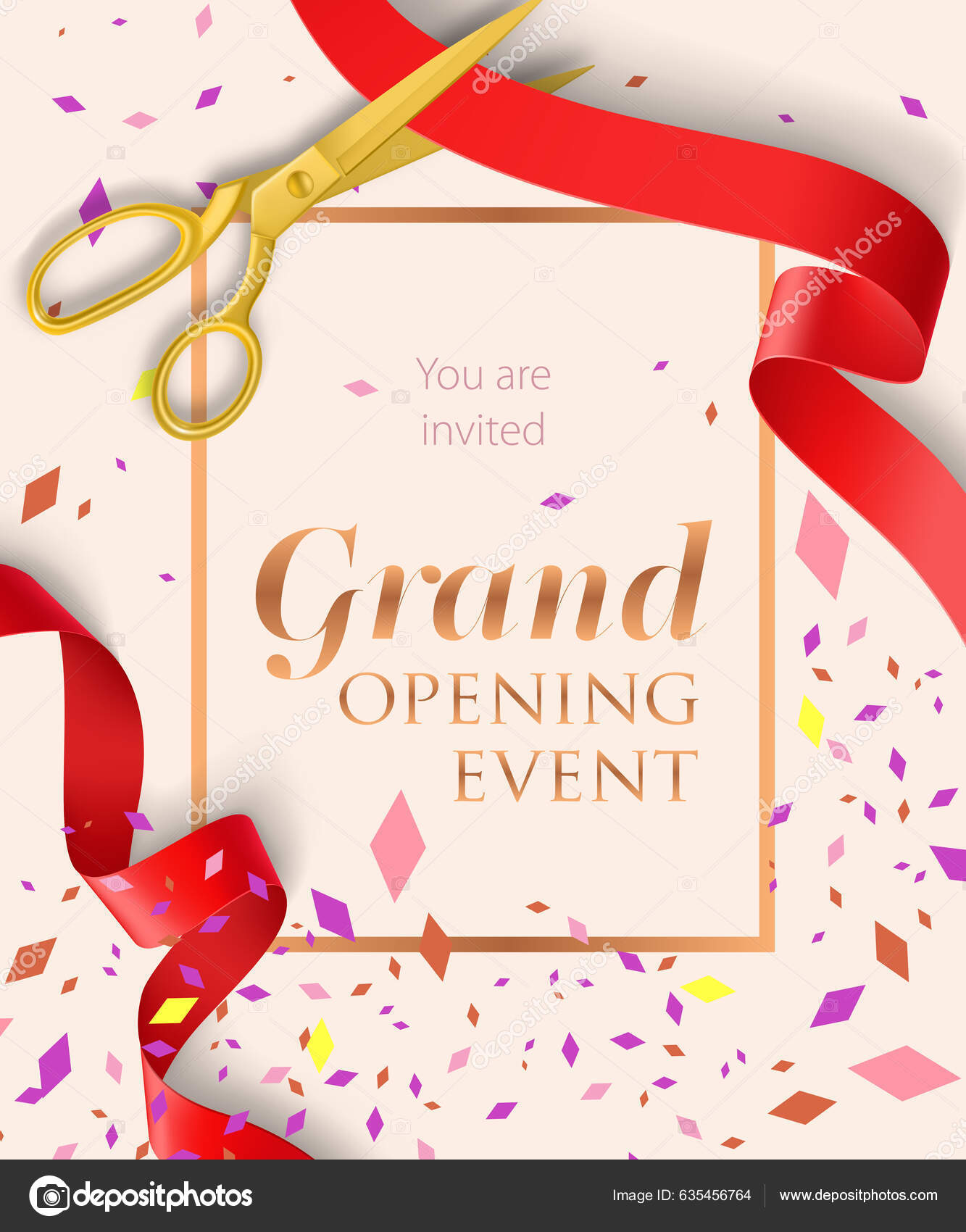 Grand Opening Event Lettering Confetti Opening Event Invitation Design ...