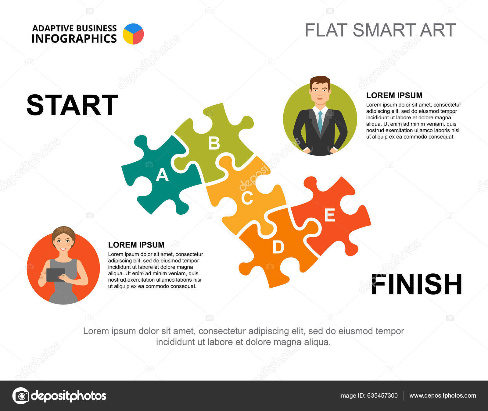 Jigsaw Puzzle Process Chart Template Business Data Abstract Elements ...