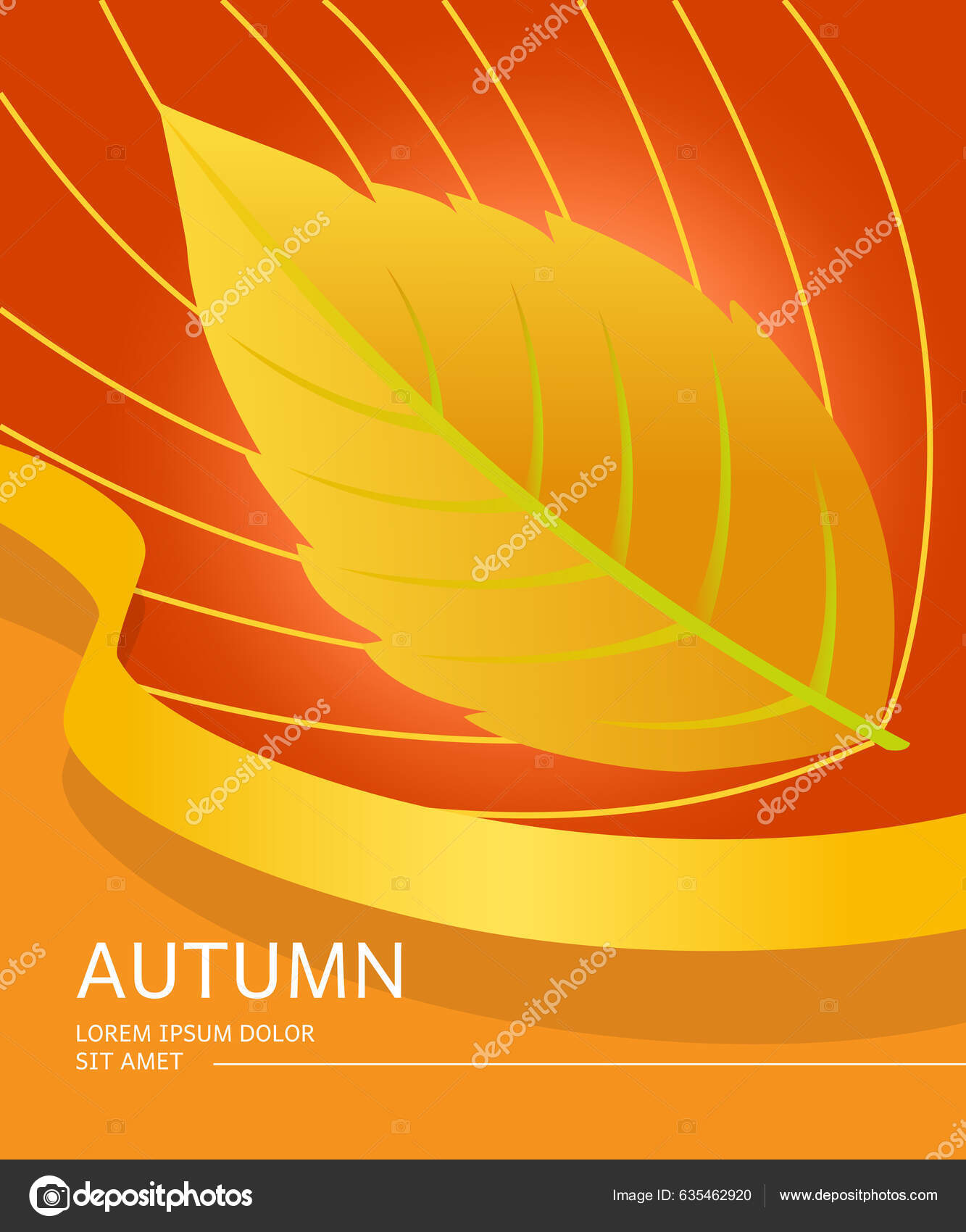 Autumn Flyer Design Leaf Shape Yellow Orange Background Sample Can ...