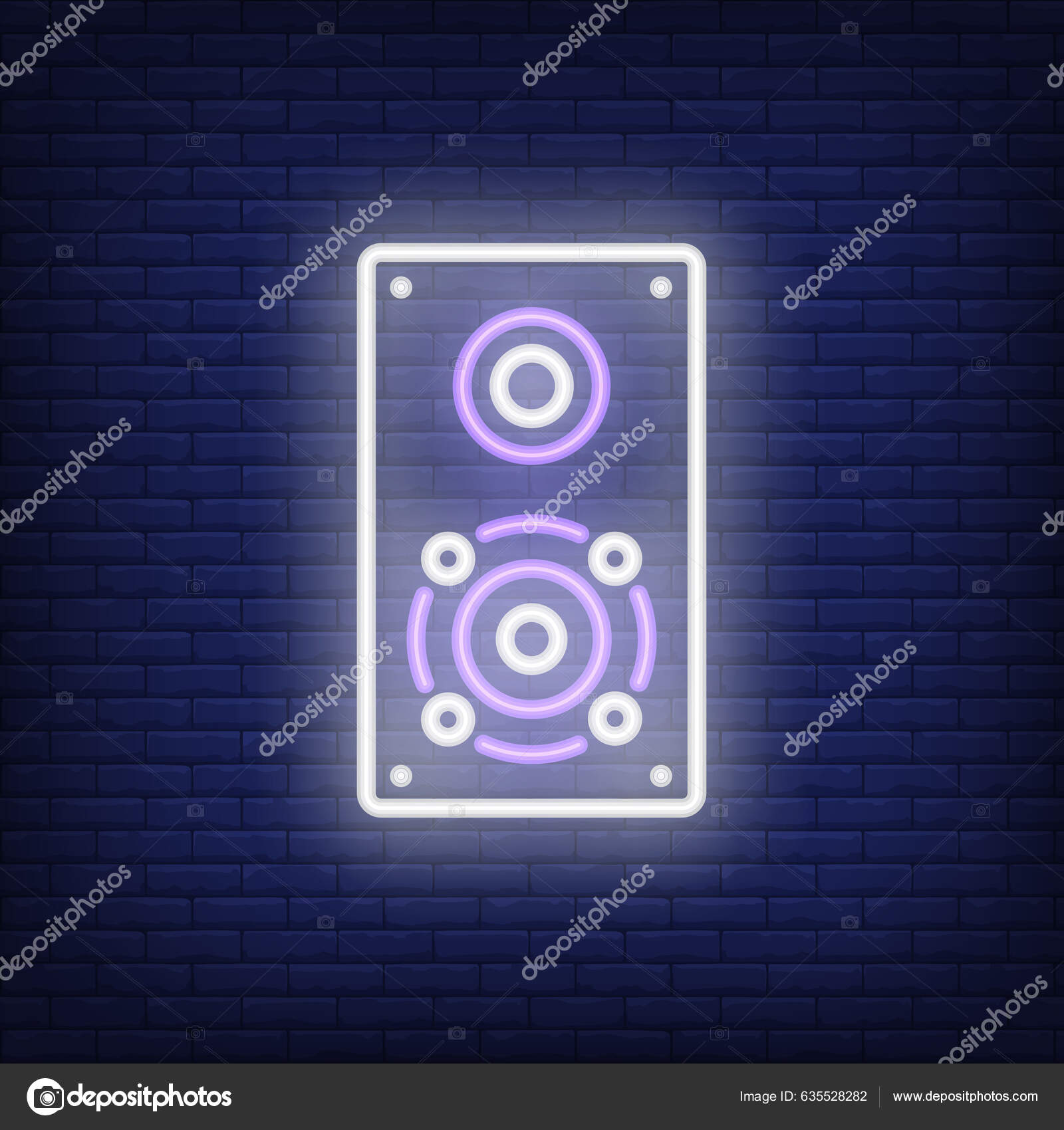 One Loudspeaker Neon Sign Music Sound Concept Advertisement Design ...