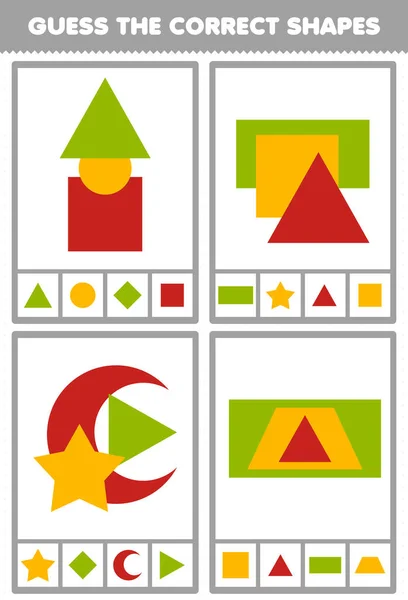 Education Game Children Guess Correct Shapes Geometric Quiz Printable ...
