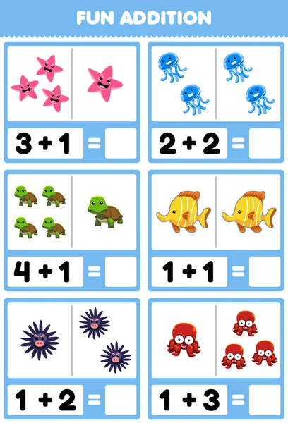 Education Game Children Fun Addition Cut Match Correct Number Cute ...