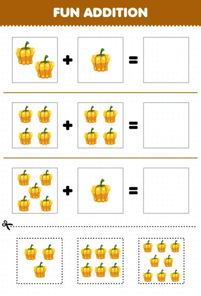 Education Game Children Fun Addition Cut Match Cartoon Fruit Mango ...