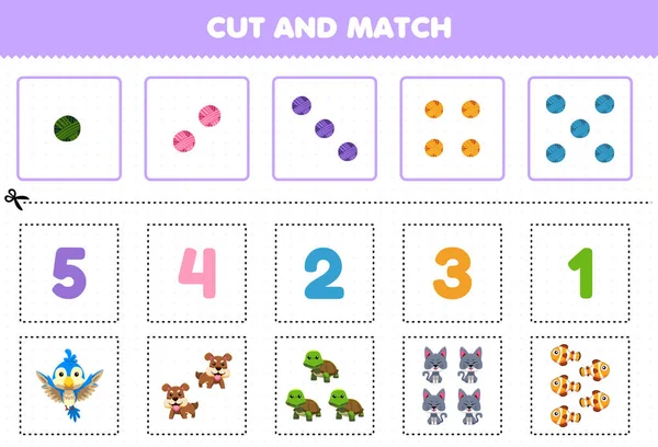 Education Game Children Fun Addition Cut Match Correct Number Cartoon ...