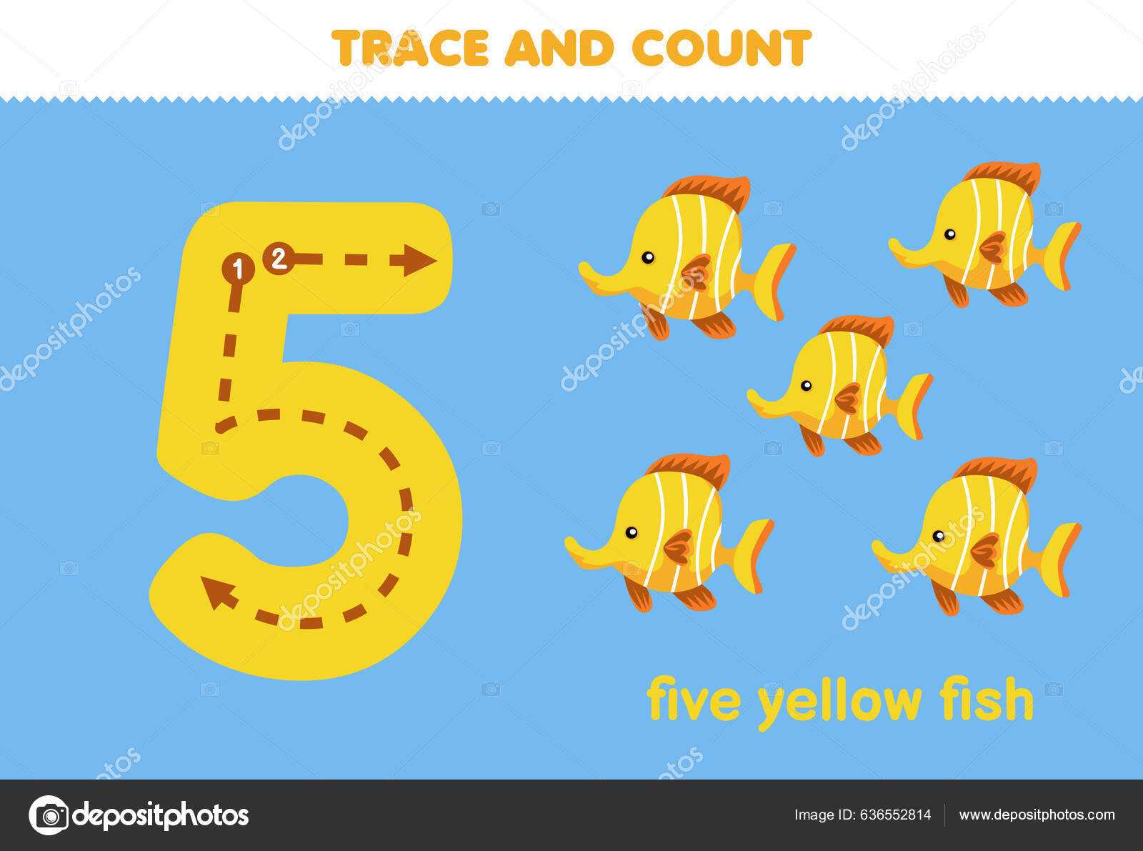 Education Game Children Tracing Number Five Counting Cute Cartoon ... Education Game Children Tracing Number Five Counting Cute Cartoon ...