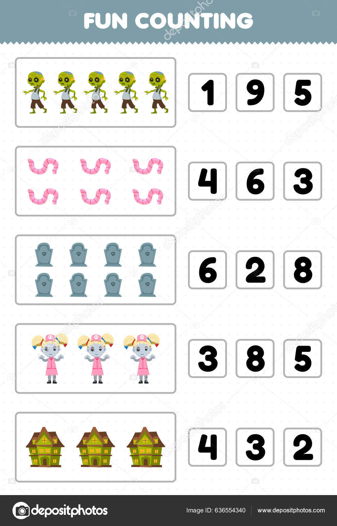 Education Game Children Fun Counting Choosing Correct Number Cute ...