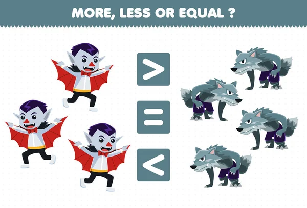 Education Game Children More Less Equal Count Amount Cute Cartoon ...
