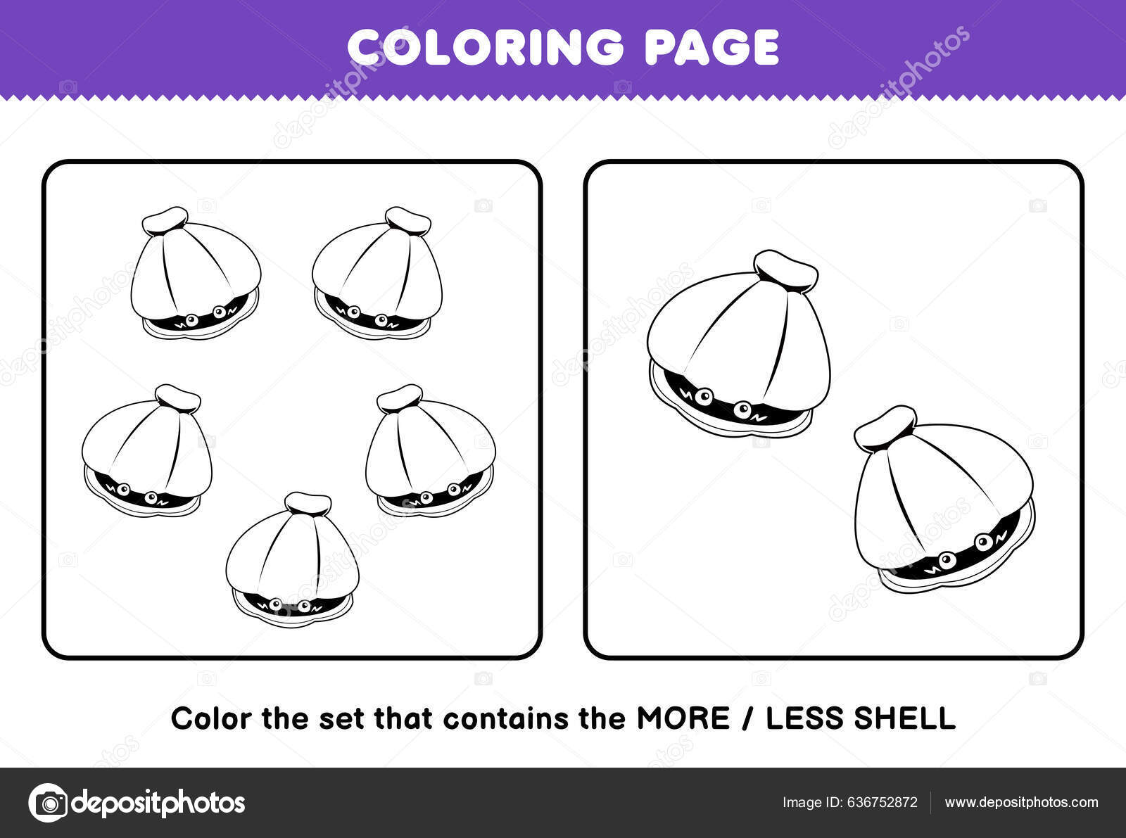 Education Game Children Coloring Page More Less Picture Cute Cartoon ...
