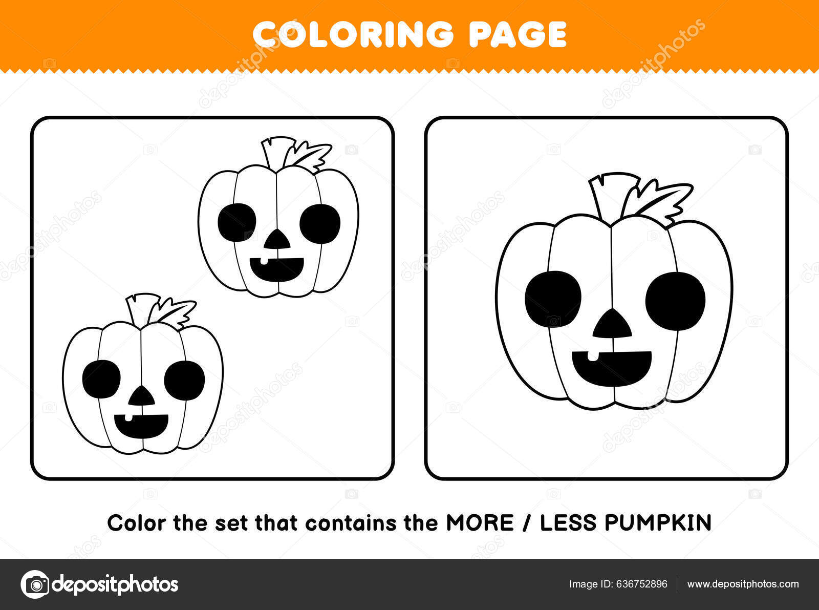 Education Game Children Coloring Page More Less Picture Cute Cartoon ...