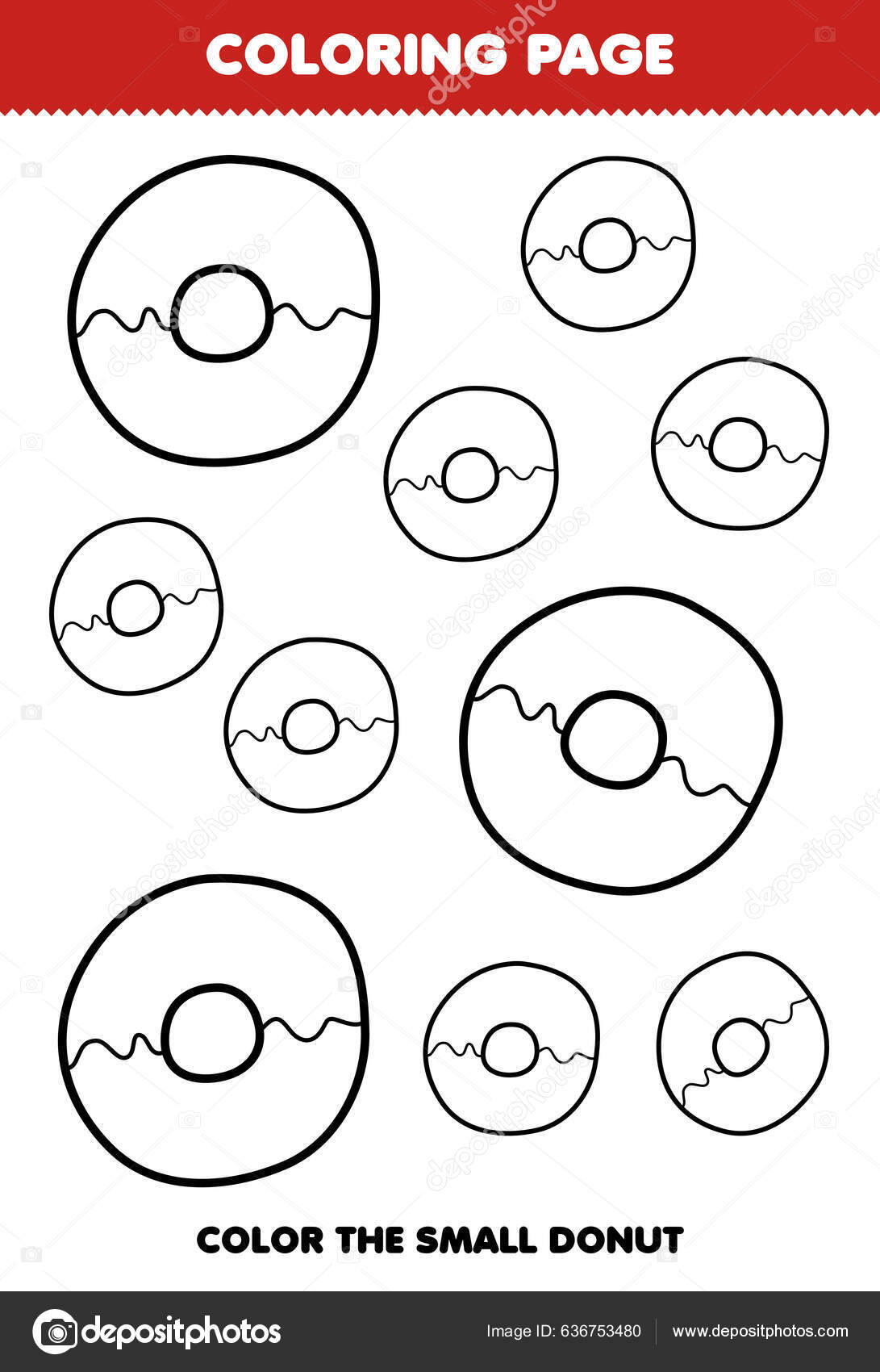 Education Game Children Coloring Page Big Small Picture Donut Printable ...