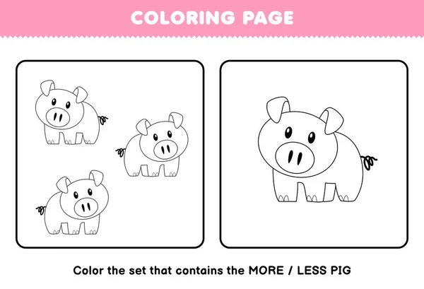 Education Game Children Coloring Page More Less Picture Cute Cartoon ...
