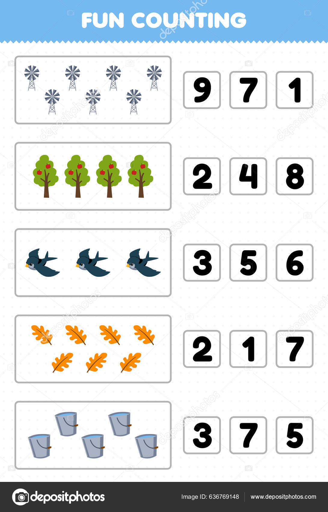 Education Game Children Fun Counting Choosing Correct Number Cute ...