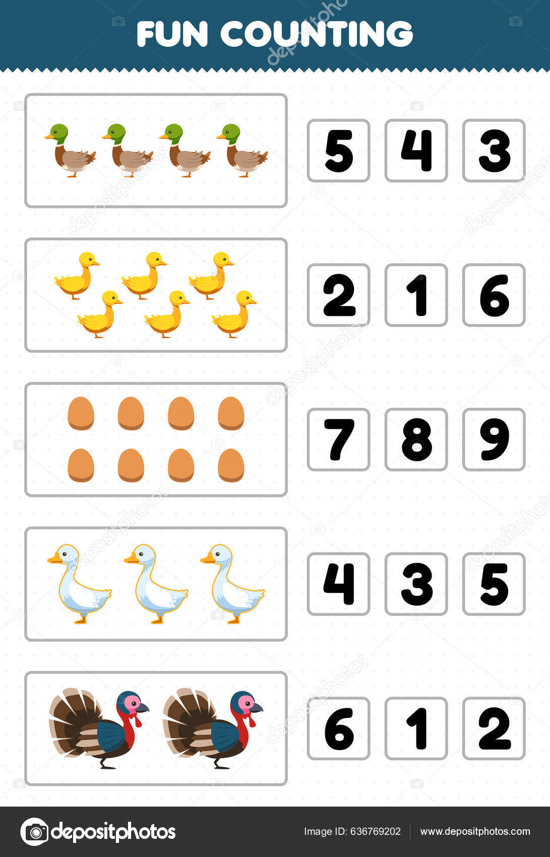 Education Game Children Fun Counting Choosing Correct Number Cute ...