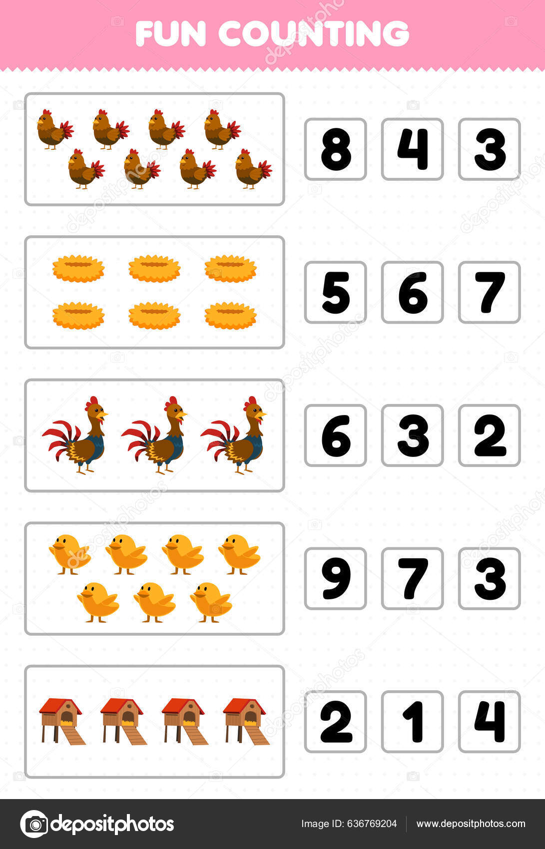 Education Game Children Fun Counting Choosing Correct Number Cute ...