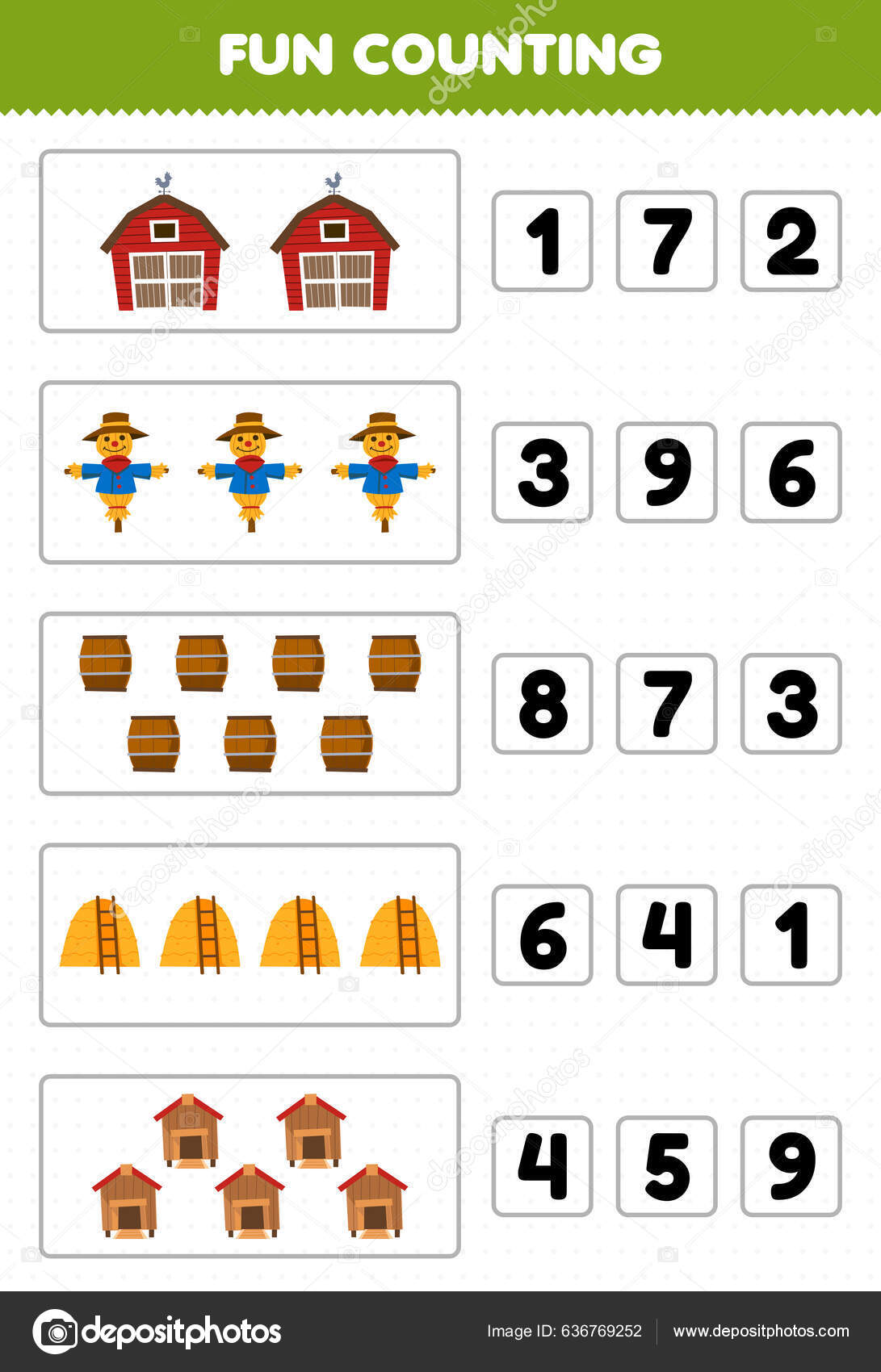 Education Game Children Fun Counting Choosing Correct Number Cute ...