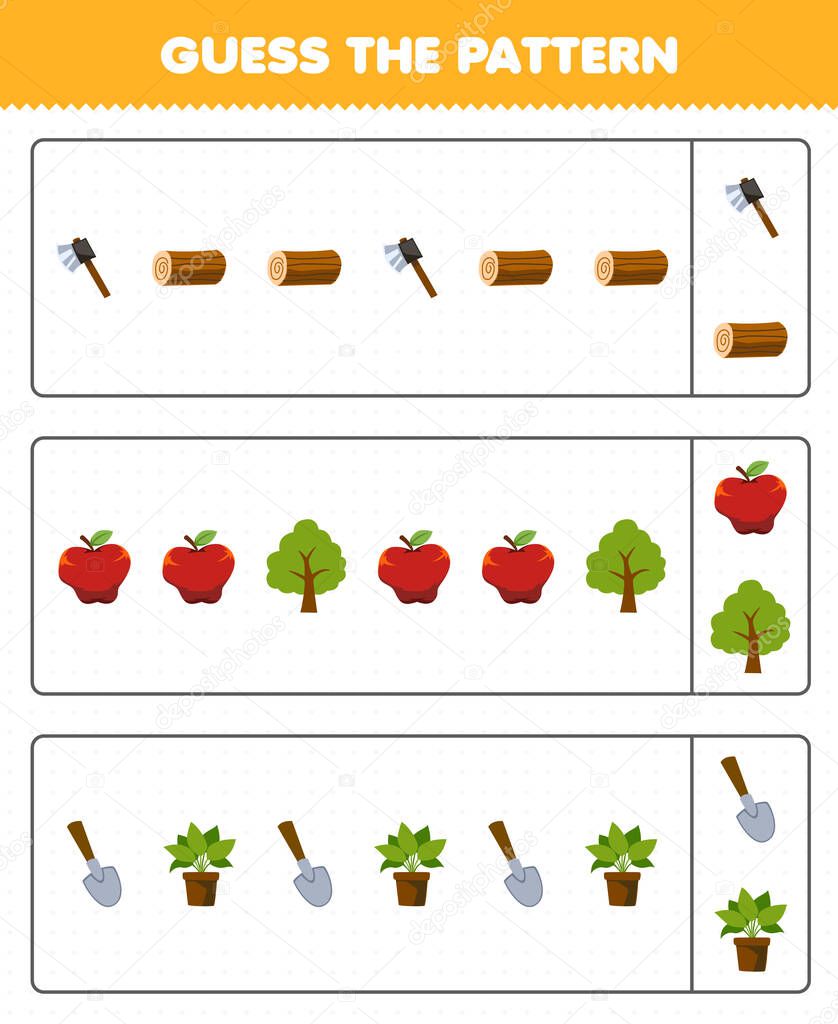 Education game for children guess the pattern each row from cute ...
