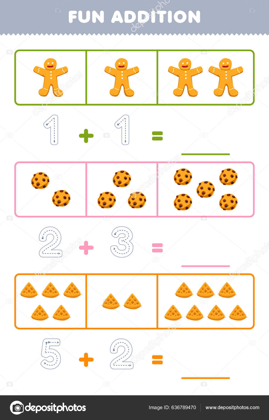 Education Game Children Fun Addition Counting Tracing Number Cute ...