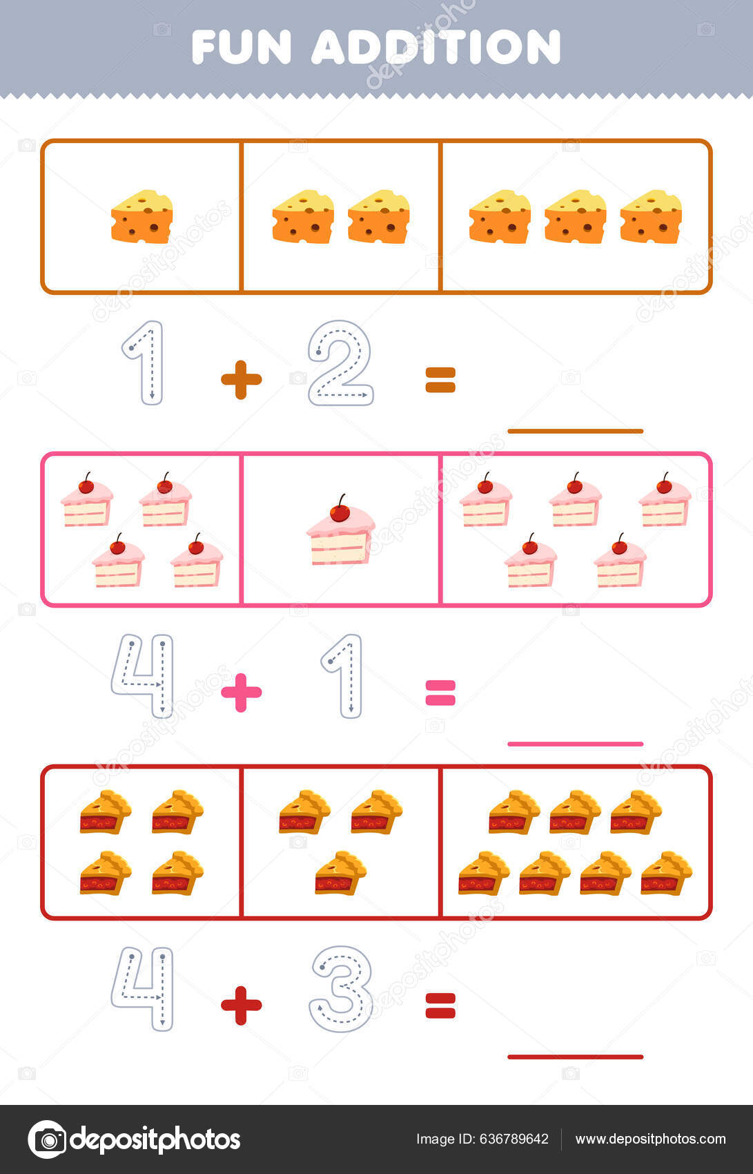 Education Game Children Fun Addition Counting Tracing Number Cute ...