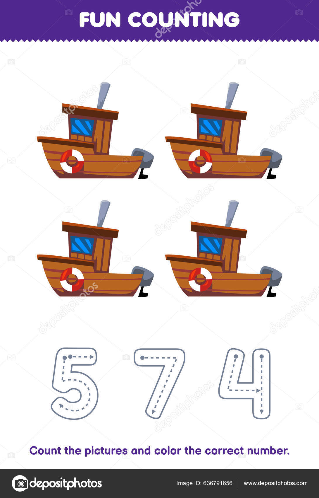 Education Game Children Count Pictures Color Correct Number Cute ...