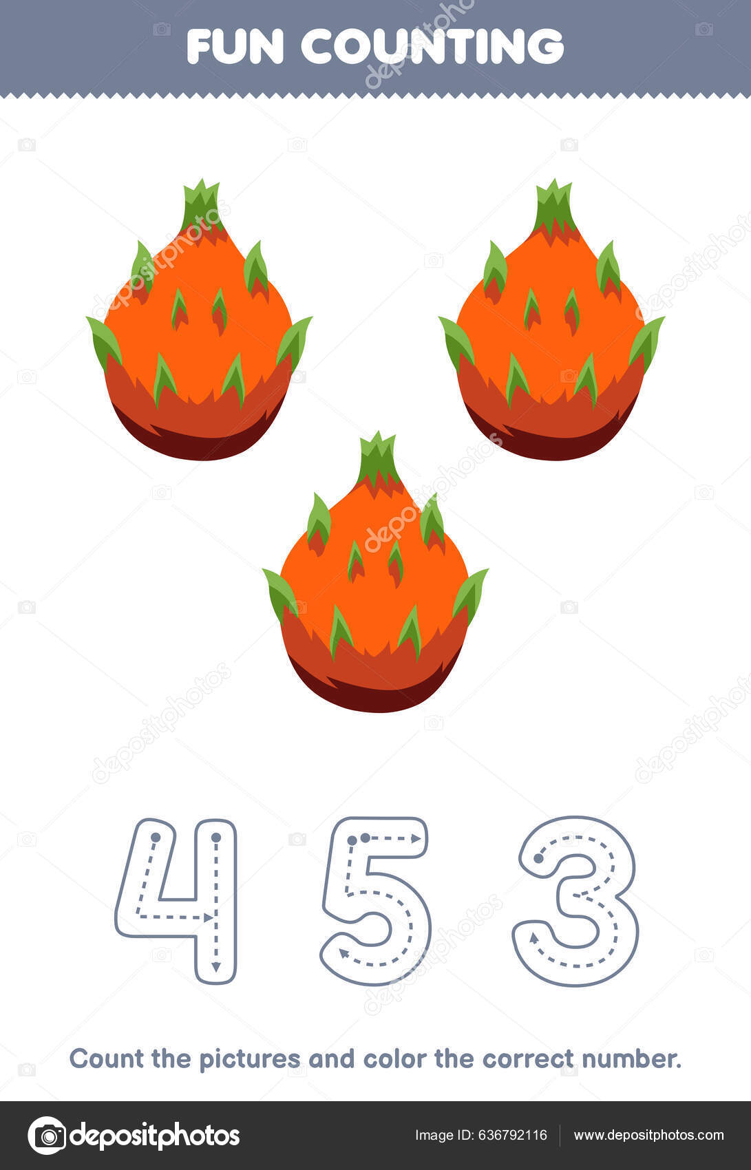 Education Game Children Count Pictures Color Correct Number Cute ...