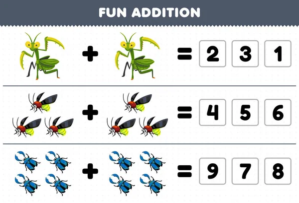 Education Game Children Fun Addition Guess Correct Number Cute Cartoon ...