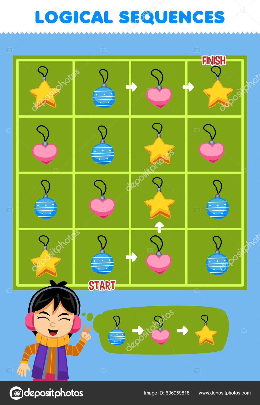 Education Game Children Logical Sequence Help Girl Sort Decoration Ball ...