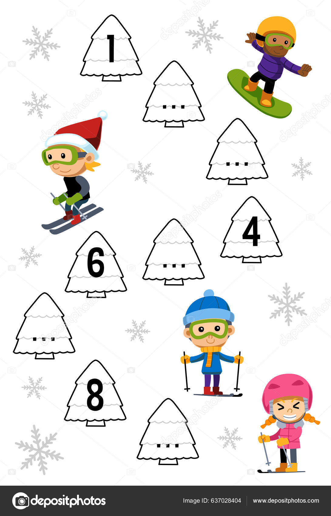 Image vectorielle Education Game Complete Sequence Number Cute Cartoon ...