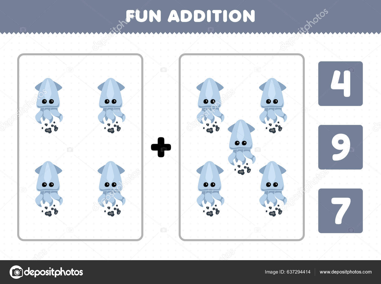 Education Game Children Fun Addition Count Choose Correct Answer Cute ...