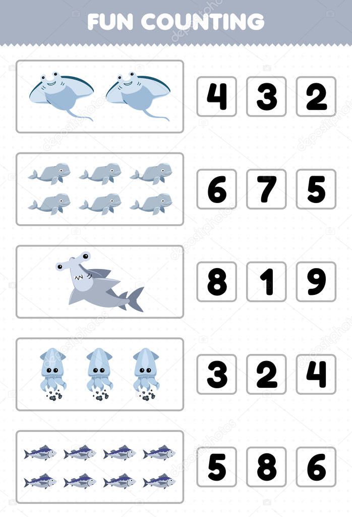 Education Game Children Fun Counting Choosing Correct Number Cute ...