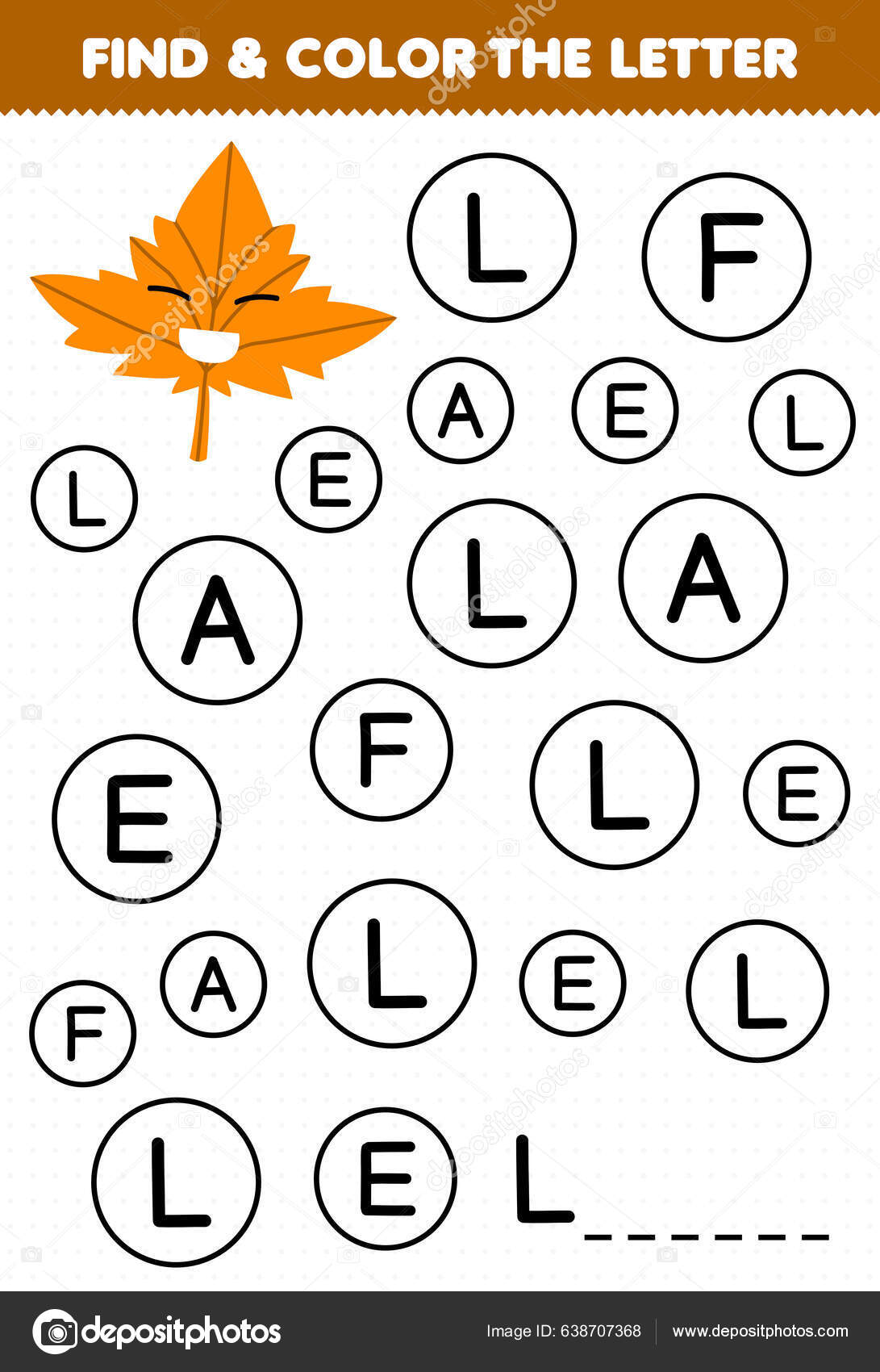 Education Game Children Find Color Letter Leaf Printable Nature ...