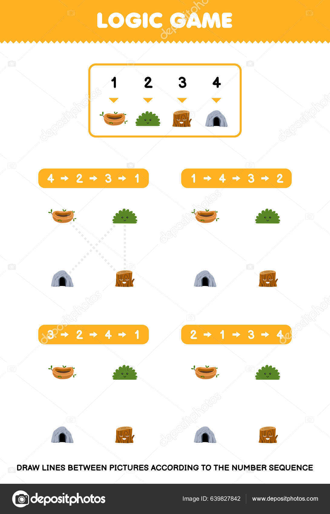 Education Game Children Draw Lines According Number Sequences Cute ...