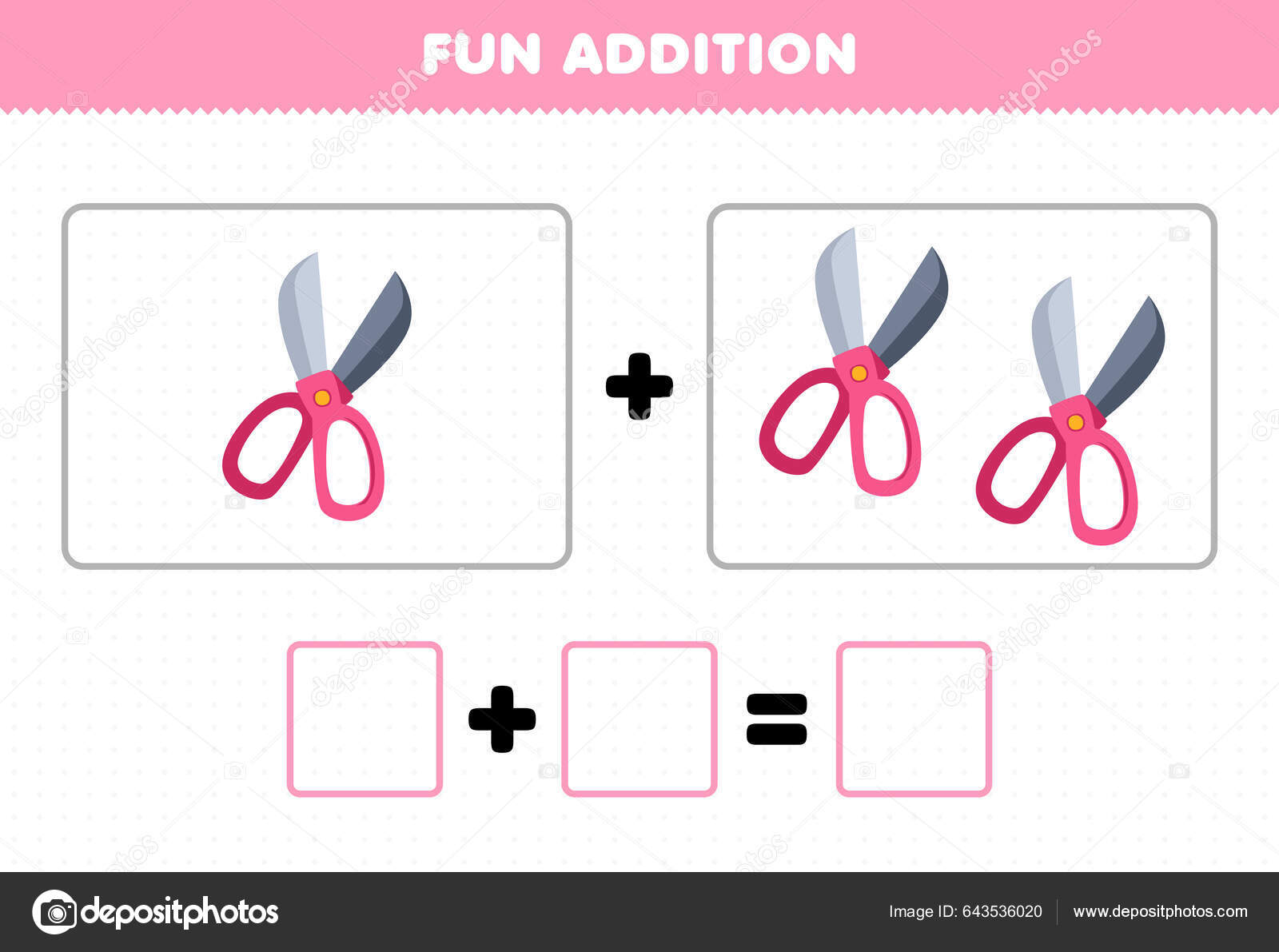 Education Game Children Fun Addition Counting Cute Cartoon Scissor ...