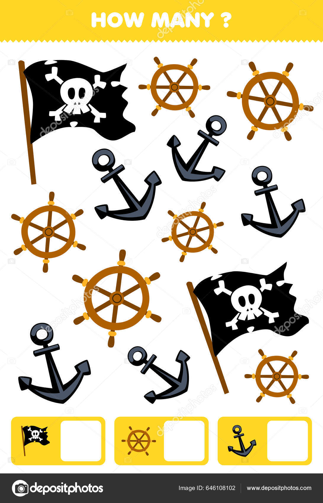 Education Game Children Searching Counting How Many Objects Cute ...