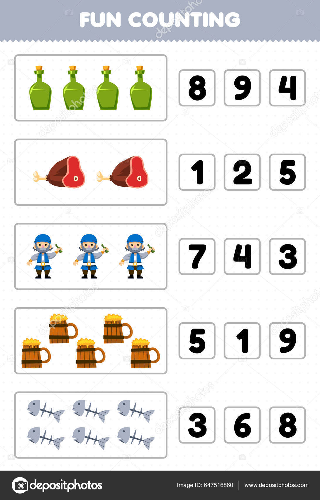 Education Game Children Fun Counting Choosing Correct Number Cute ...