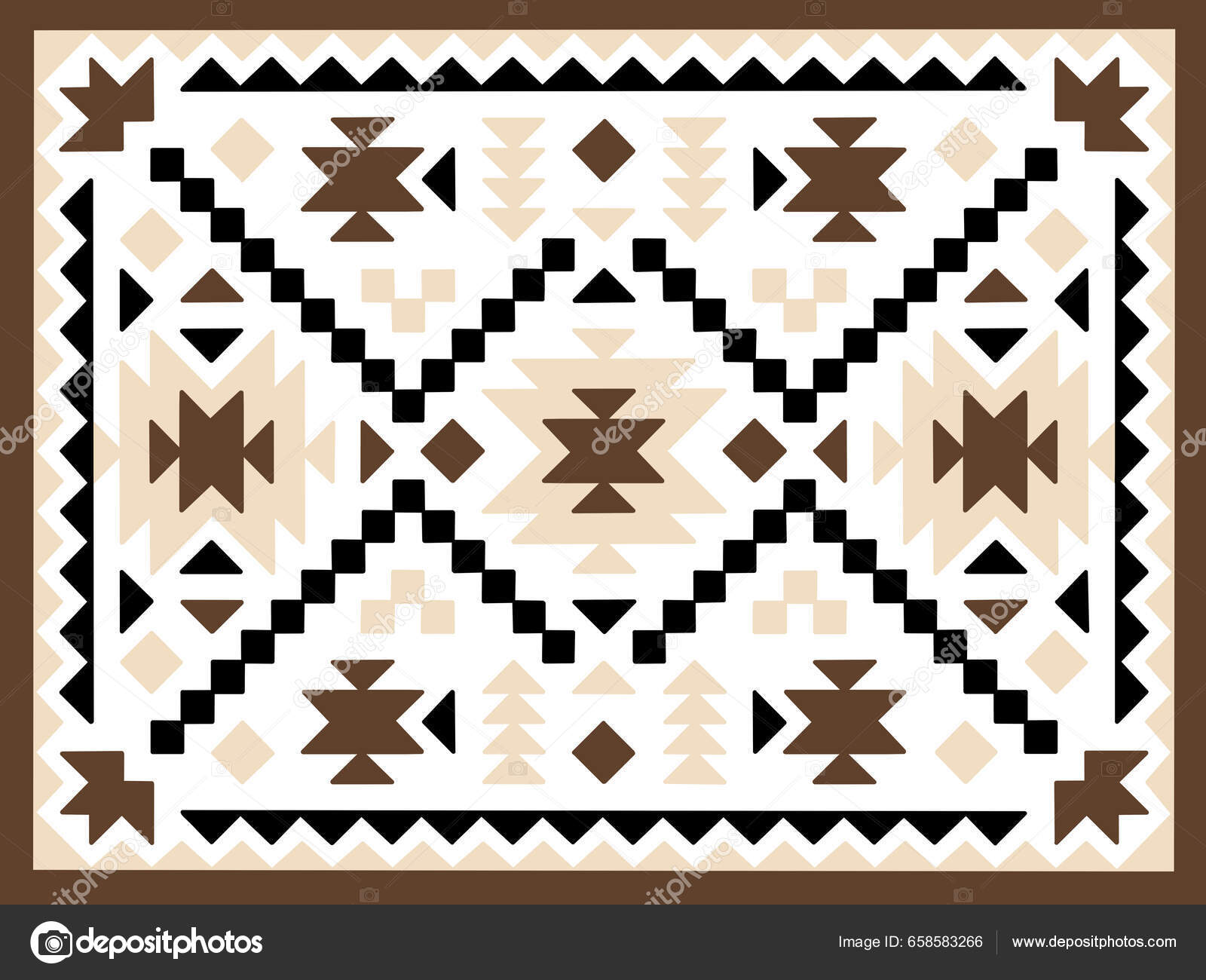 Navajo Pattern Illustration Black Brown White Colors — Stock Photo ...
