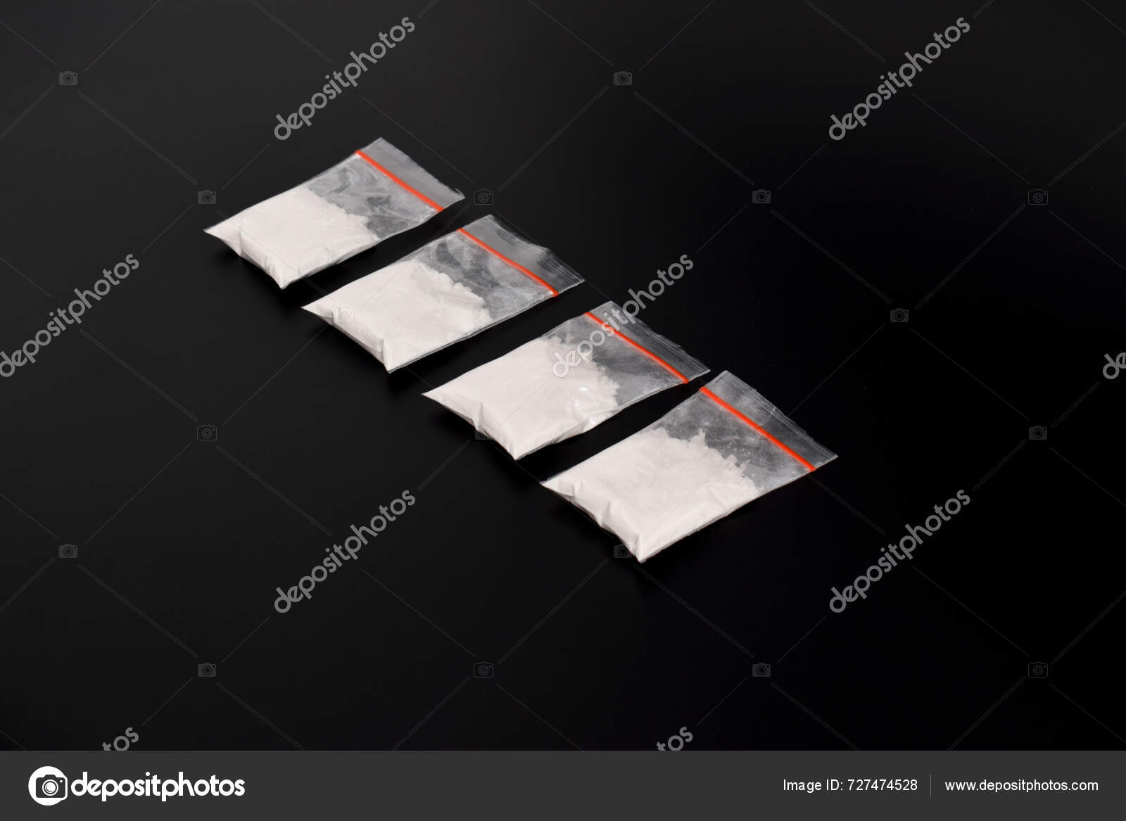 Cocaine Plastic Packet Isolated Black Background Illustration Illegal ...