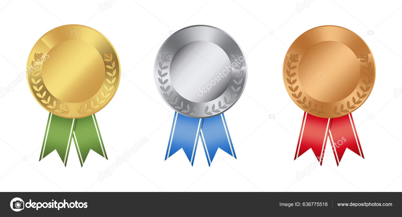 Ribon Medals Set White Background Golden Silver Bronze Stock Vector by ...