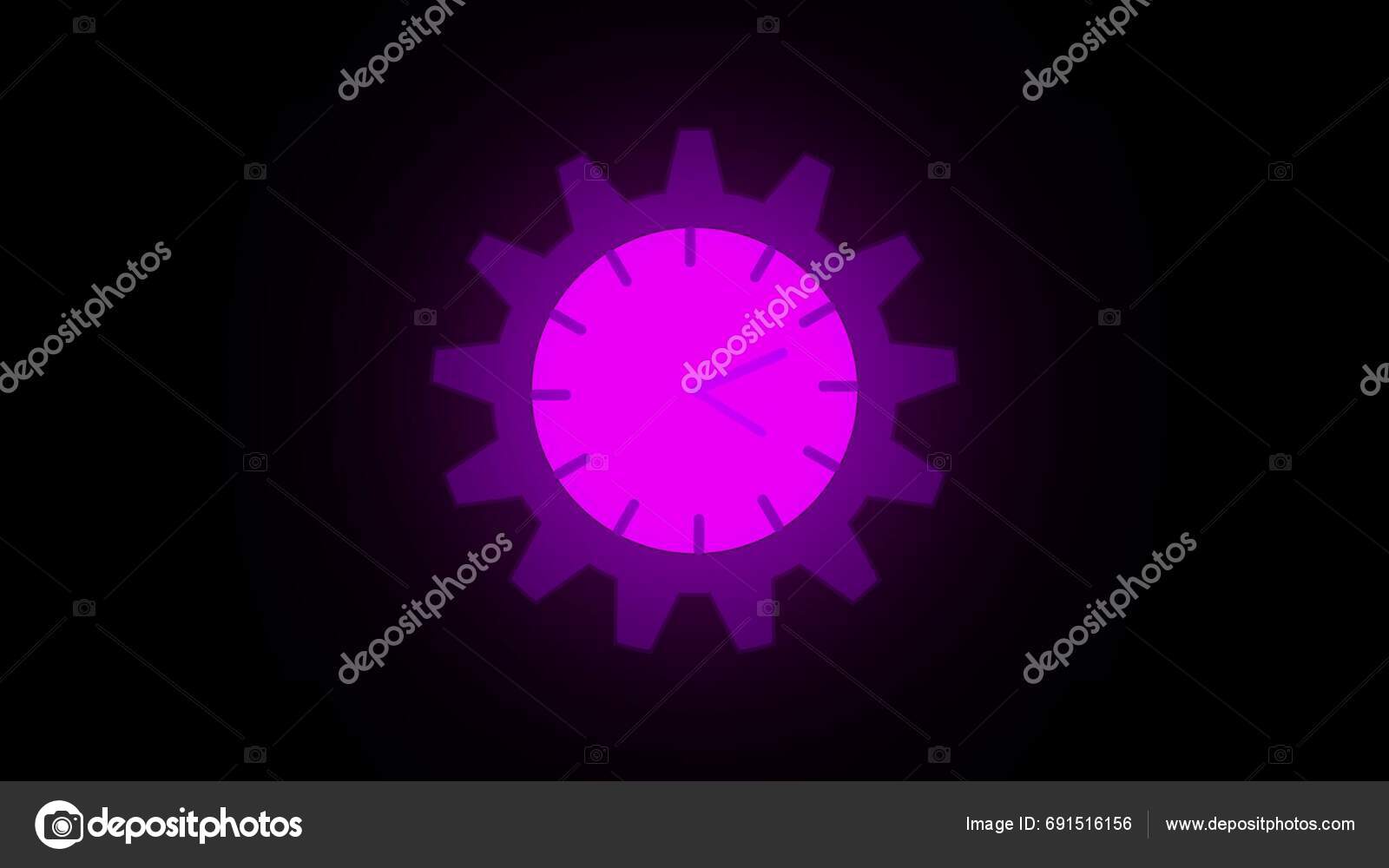 Abstract Gear Wheel Shape Clock Illustration Black Background Stock ...