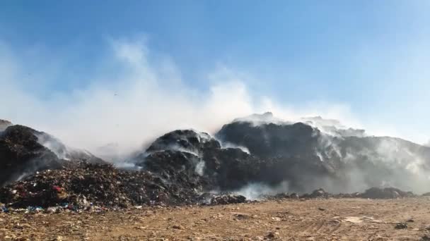 Burning Pile Garbage Dump Ground Landfill Releasing Toxic Smoke ...