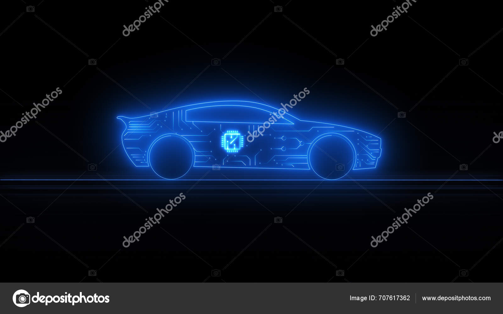 Futuristic Electric Vehicle Glowing Circuit Car Motion — Stock Photo ...