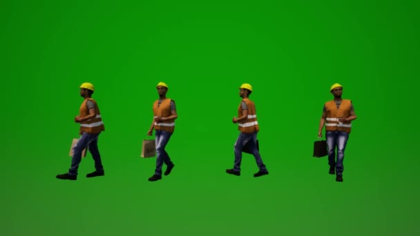 African Engineers Green Screen Walking Building Four Different Views ...