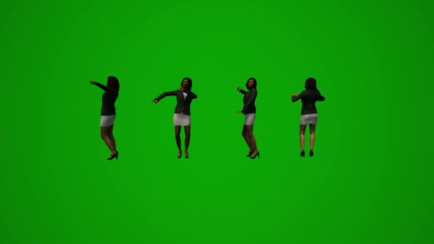 African Woman Green Screen Dancing Having Fun Office Several Different ...