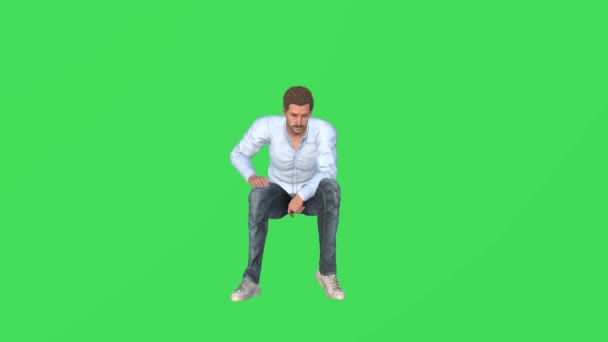 Upset Father Green Screen Sitting Talking His Child Isolated Background ...