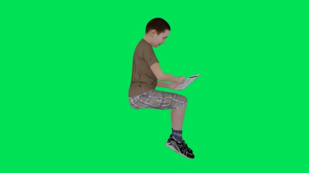 Render Green Screen Chroma Key Animation Isolated Sitting Boy Working ...