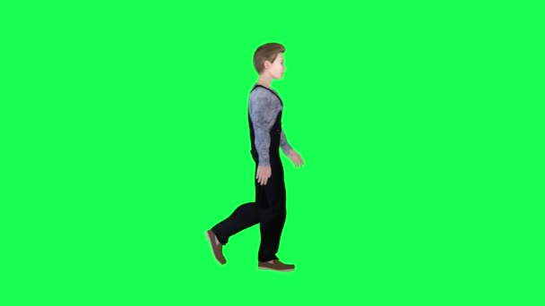 Worker Boy Walking Isolated Left Angle Green Screen People Redner ...