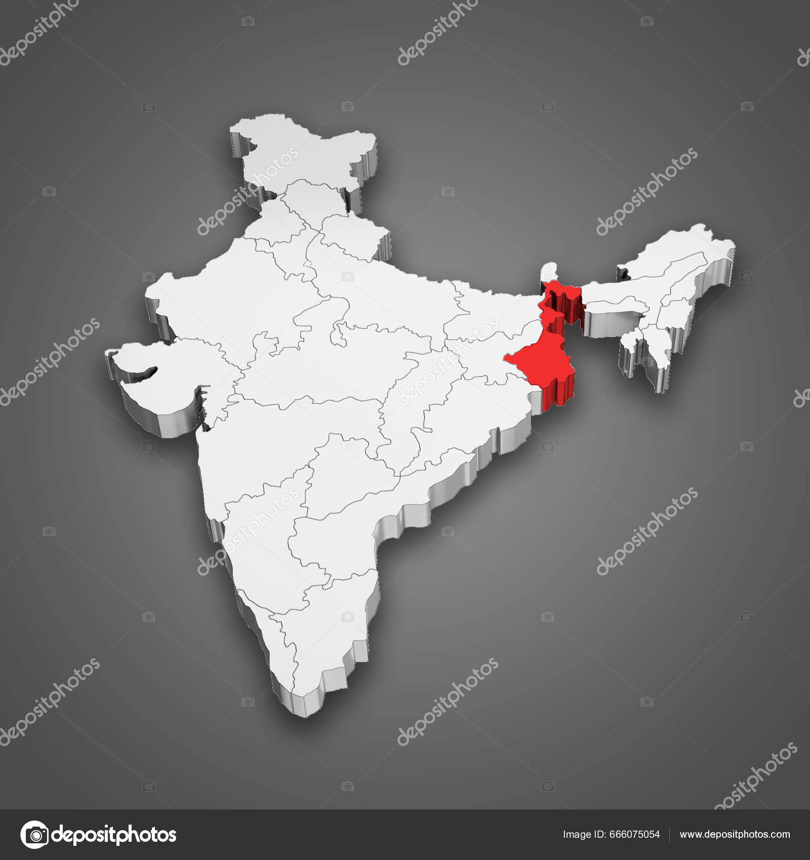Ubicación Del Estado Bengala Occidental Dentro Del Mapa India ...