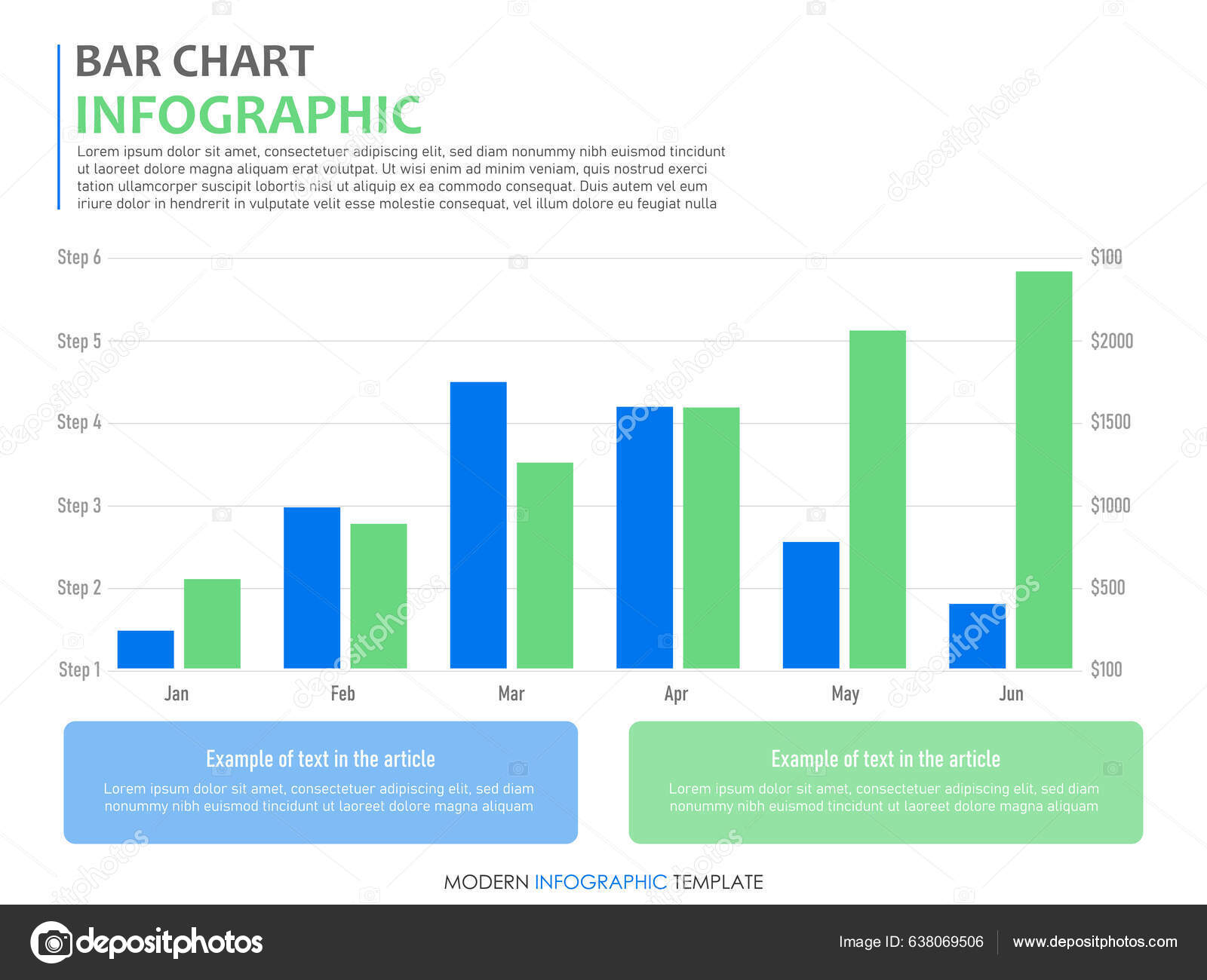 Bar Chart Infographic Template Step Timeline Journey Calendar Flat ...