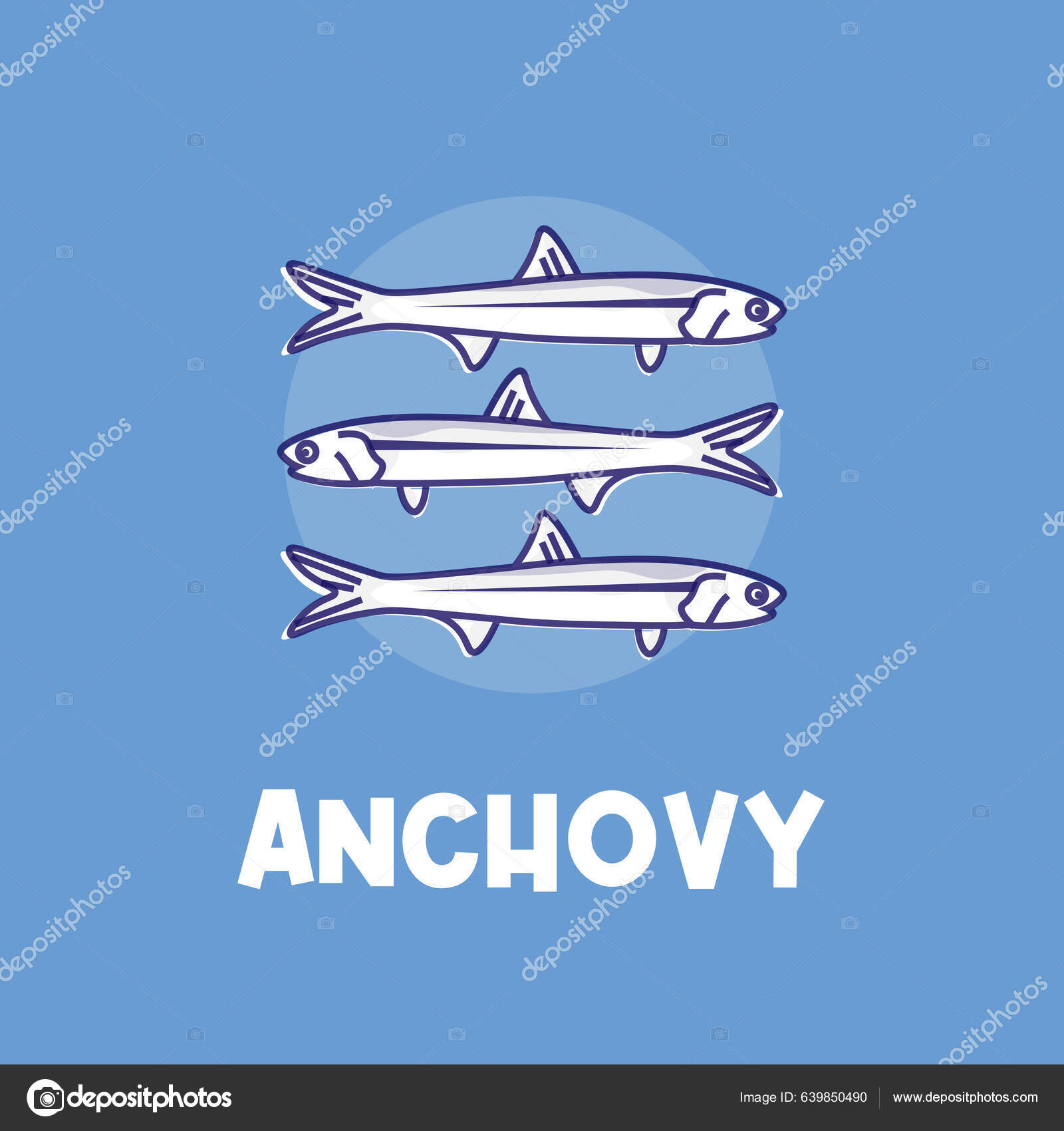 White Anchovy Vector Illustration Logo Stock Vector by ©RickyAP 639850490