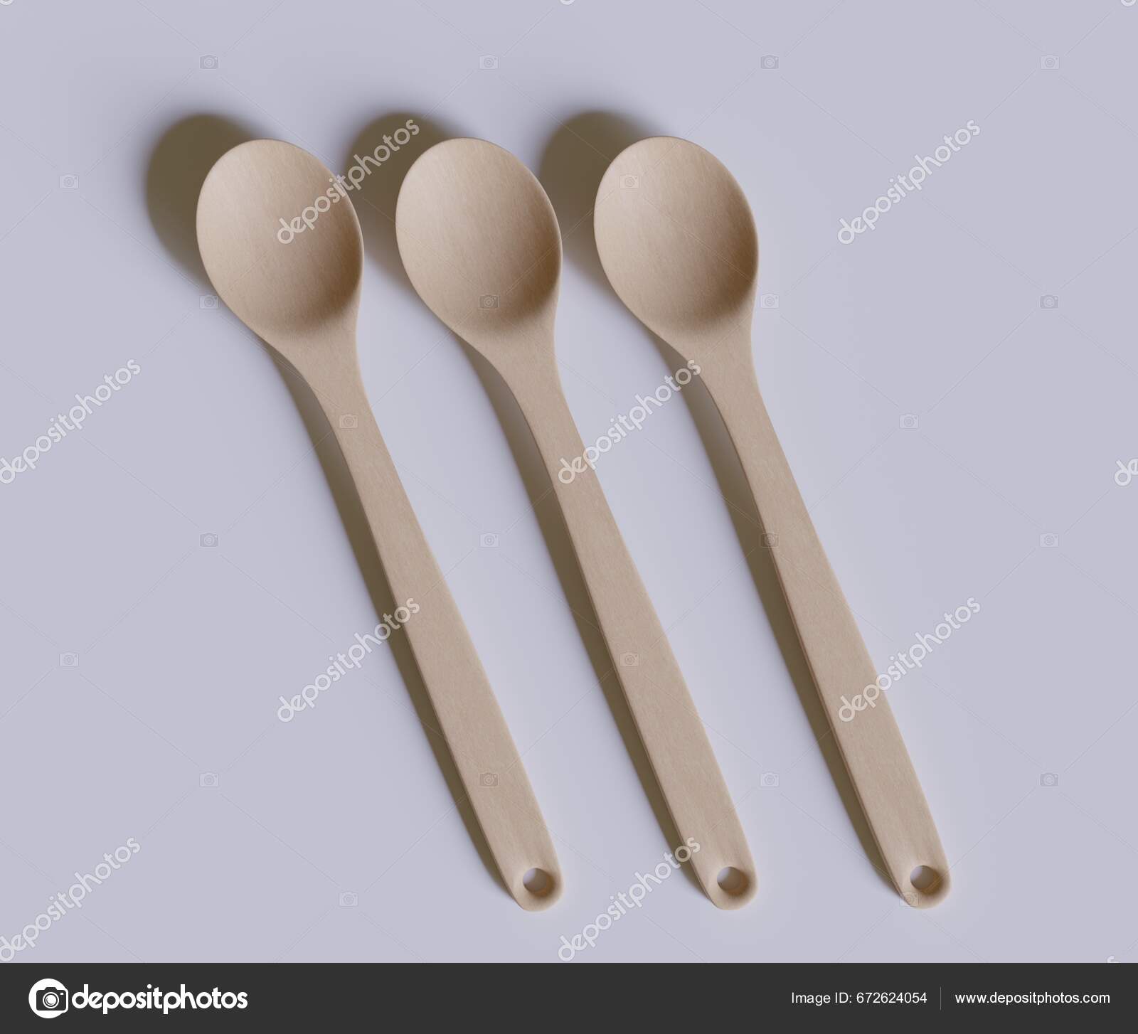 Spoons Realistic Render Wood Texture Modelling Software Stock Photo by ...