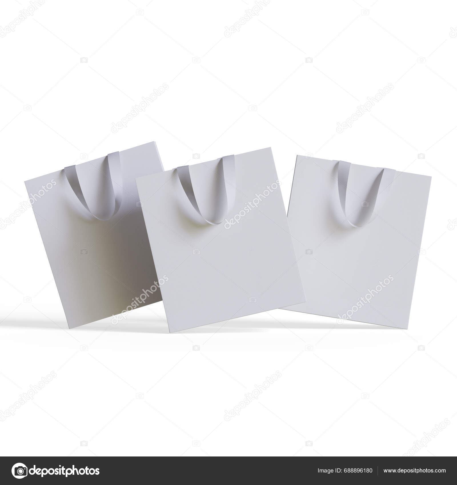 Shopping Bag White Color Realistic Paper Texture Isolated White ...